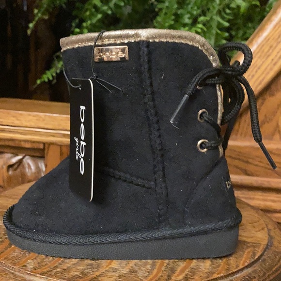 bebe | Shoes | Nwt Pair Bebe Boots In Black With Gold Details Lace Up ...